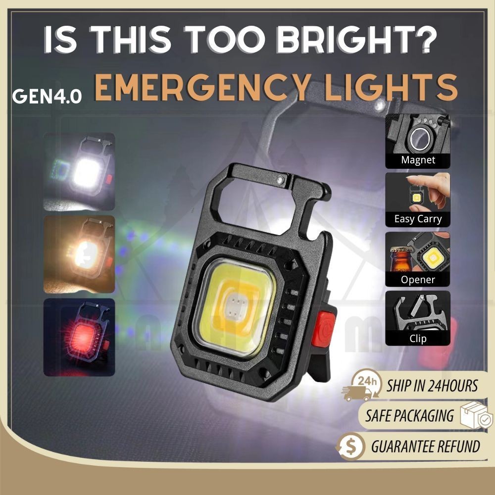 4.0 Emergency Light Multi-function COB Work Lamp Rechargeable Torch LED ...