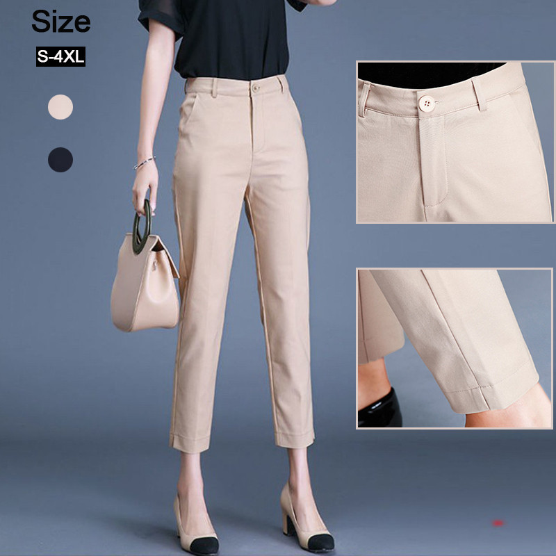 Plus Size S-4XL Long Suit Baggy Pants for Women High Waist Formal ...