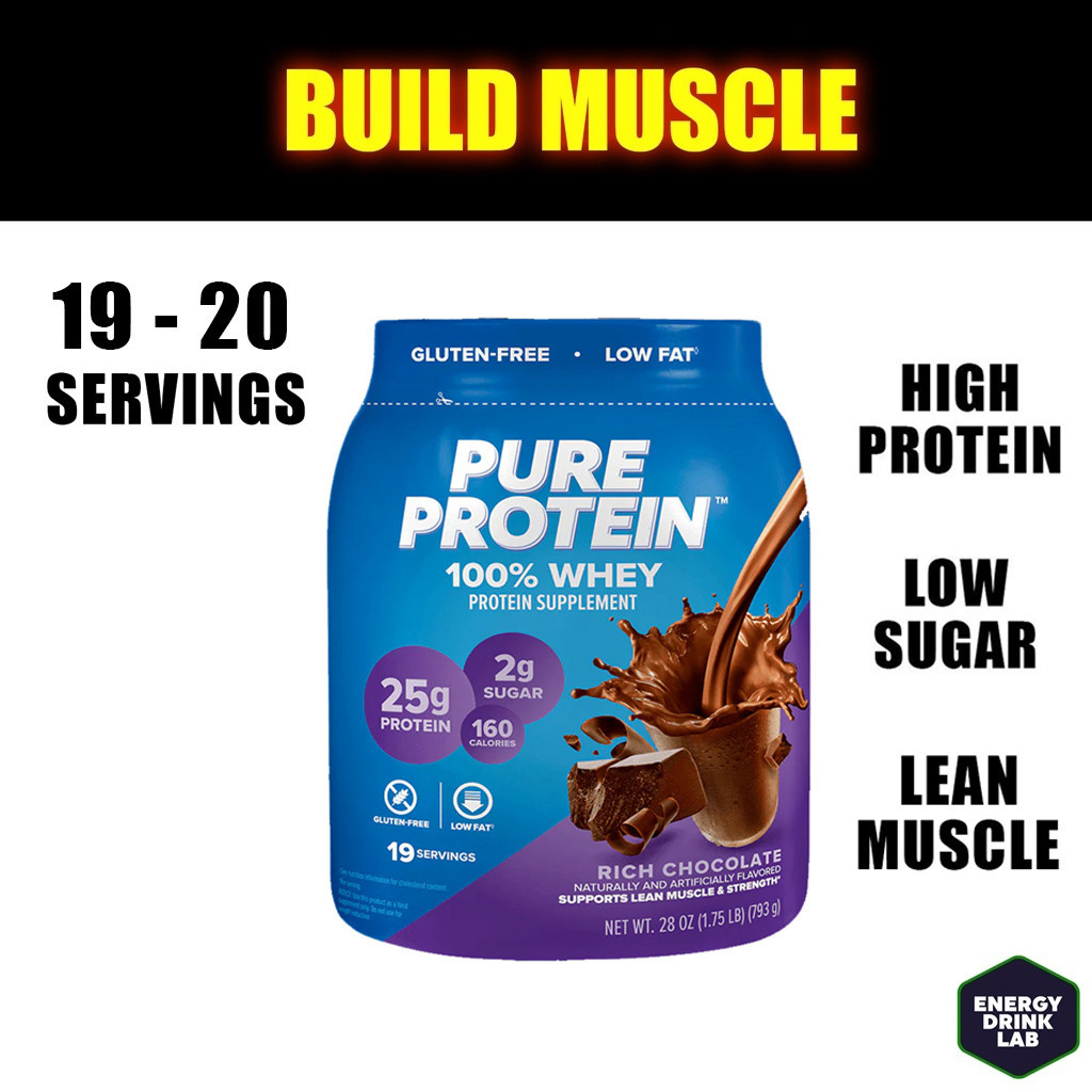 Pure Protein 100% Whey Protein Powder, High Protein, Lean Muscle, Low ...