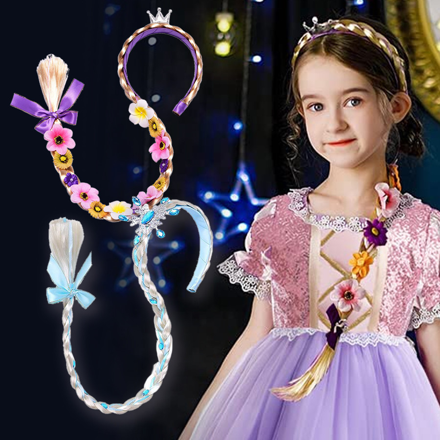 Girls Costume Wig Princess Dress up Braided Wigs Polyester Wig with ...