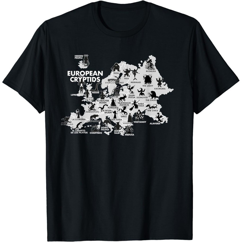 New Cryptids Of Europe Map Mythical Legendary Monsters Tee | Shopee ...