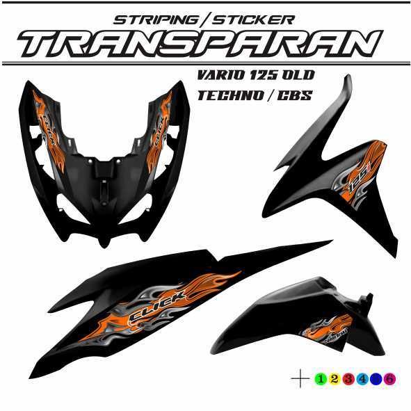 TRANSPARENT MOTIF STRIPING STICKERS FOR MOTORCYCLE HONDA VARIO TECHNO ...