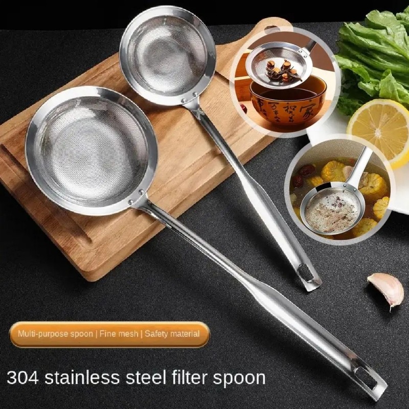 Kitchen Filter Spoon Hot Pot Filter Stainless Steel Fine Mesh Oil Pot ...