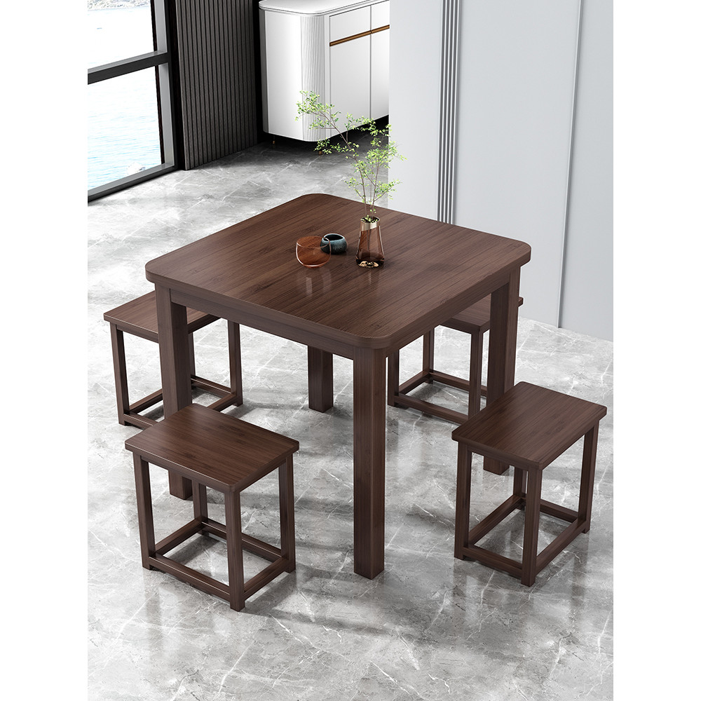 Bamboo Dining Table Solid Wood Square Table Home Small Apartment Dining ...