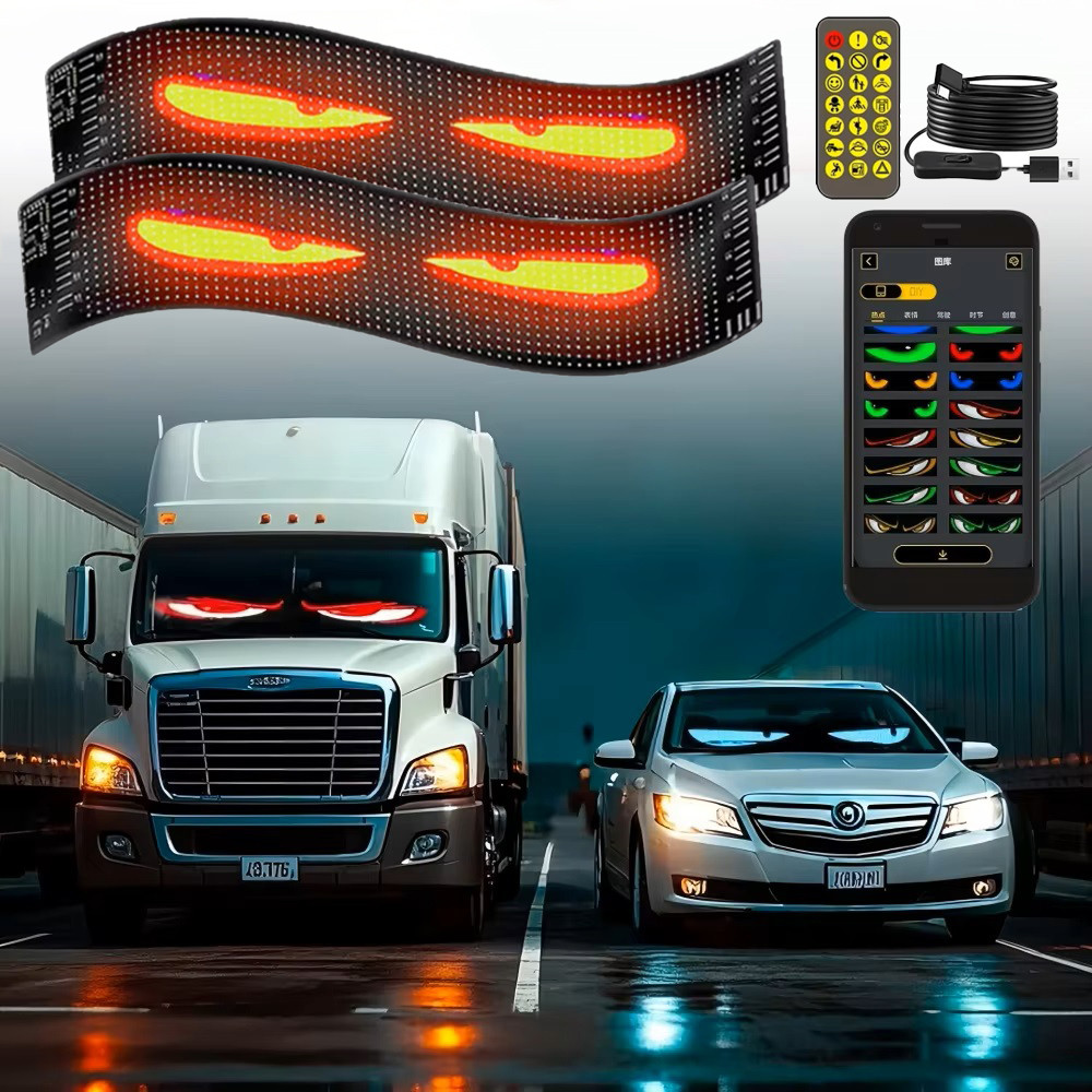 Car Flexible Display Truck Evil Eye Light 5V USB Bluetooth APP LED ...
