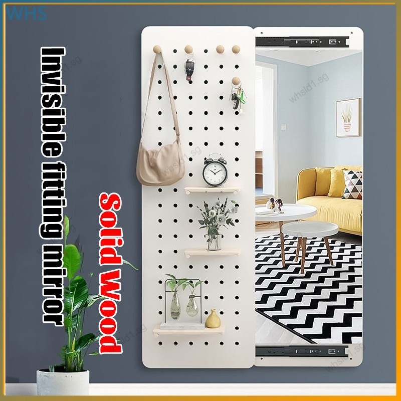 Wall mirror Invisible sliding dressing mirror wall mounted solid wood ...