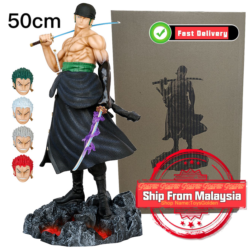 Anime One Piece Roronoa Zoro 5 Heads Action Figures 50cm PVC ...