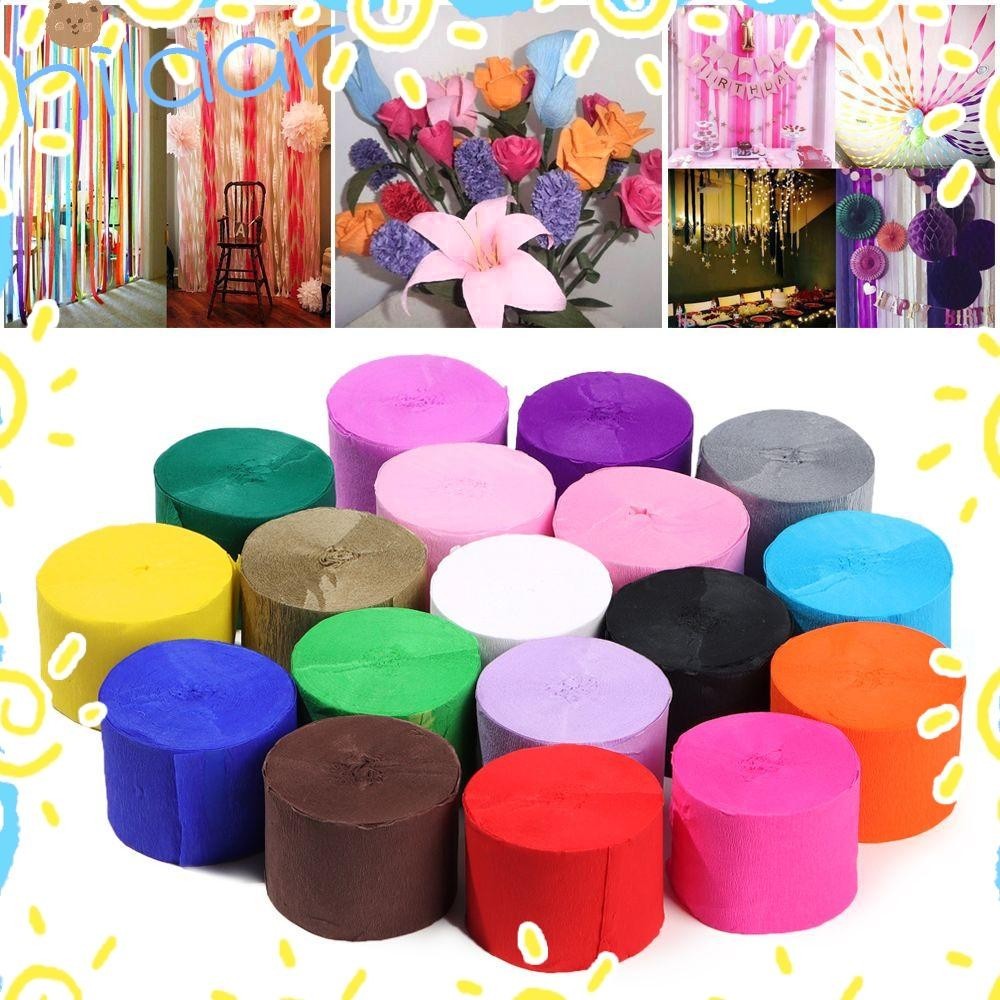 HILDAR 1 Roll Crepe Paper Streamers Colored Party Supplies Rainbow ...