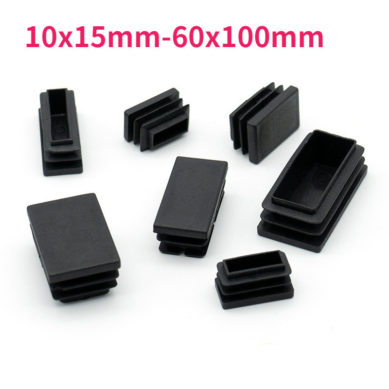 Plastic Black Rectangle Blanking End Caps Furniture Leg Tube Pipe ...