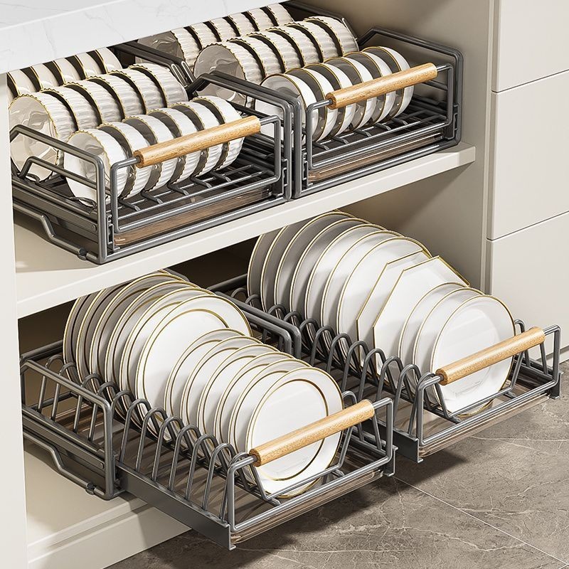 Kitchen Dish Storage Rack Cabinet Internal Shelves Drawer Basket Pull ...