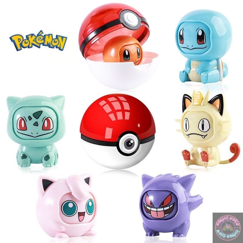 🌈SG Stock🌈 Pokemon Face-Changing Toy Pokeball Pikachu Eevee Charmander ...