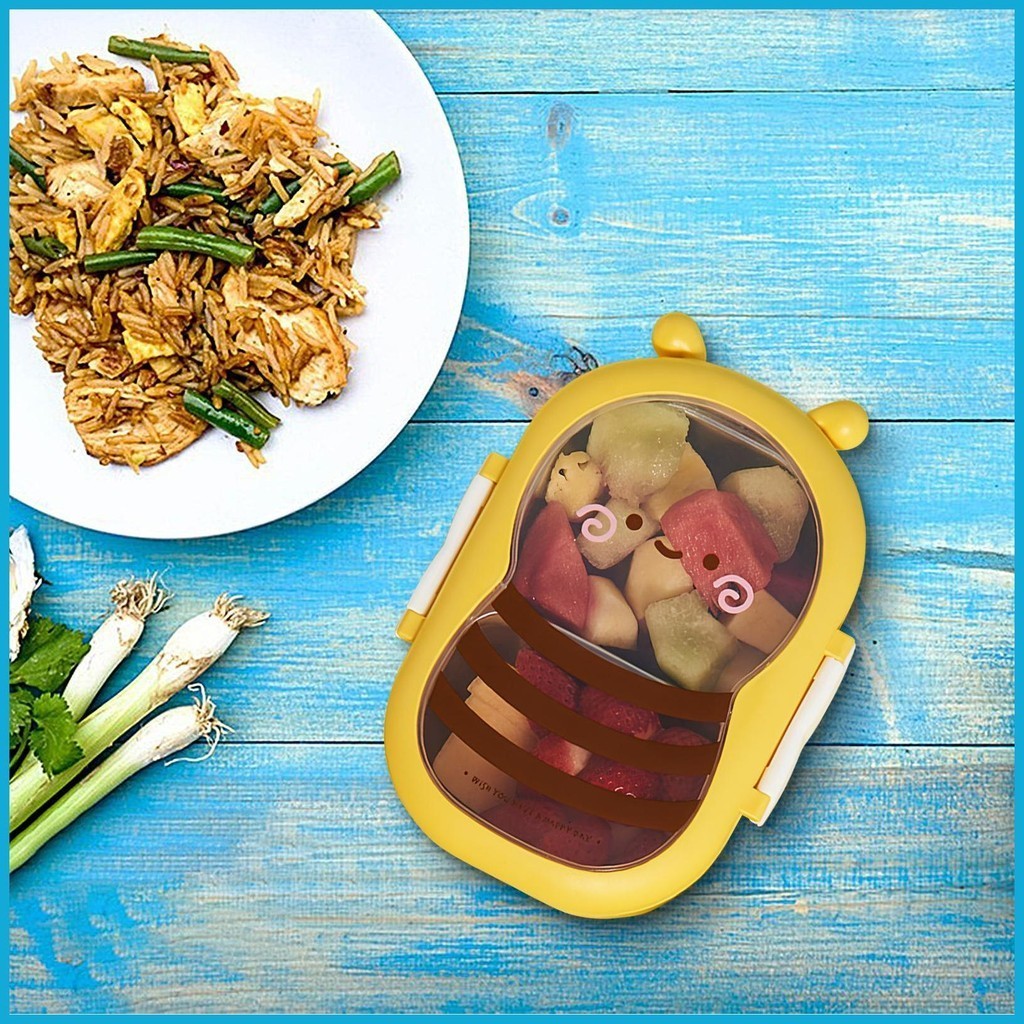 Kids Travel Snack Container 2 Compartments Snack Box Cute Bee Lunch ...