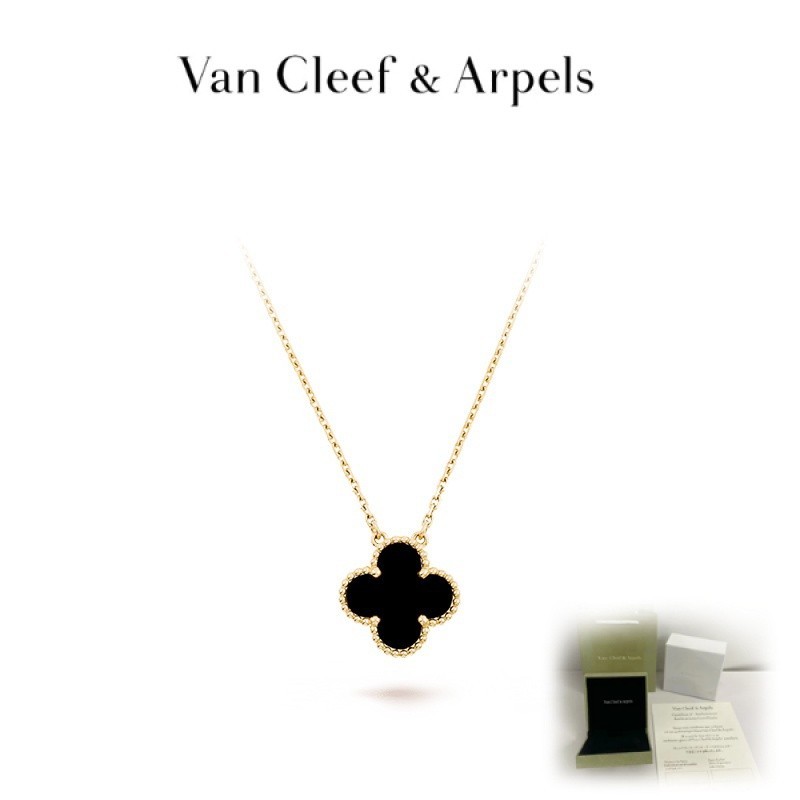 Authentic VCA Alhambra Four-leaf Clover Lucky Yellow K Gold Onyx ...