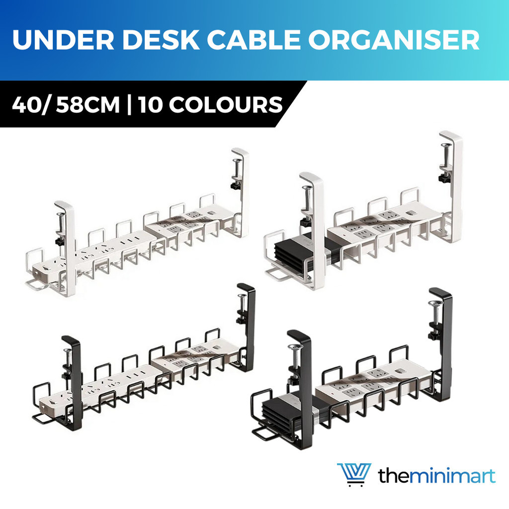 Under Desk Cable Organiser 40cm 58cm White Black Socket Cord Holder ...