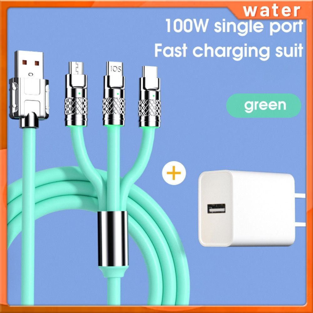 Wateryy 3-in-1 Metal Fast Charging Cable For Type-c/micro/ Silicone Usb ...