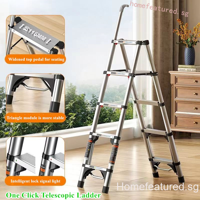 Folding Portable Onekey Telescopic Step Ladder Foldable Aluminum Alloy ...