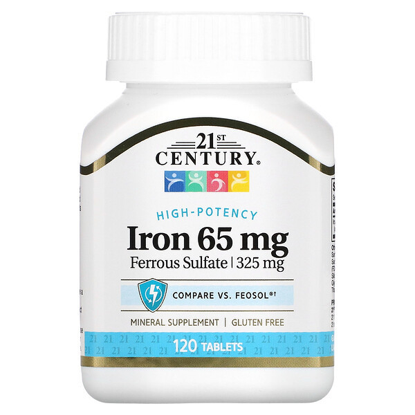 21st Century Iron 65 mg Ferrous Sulfate 325 mg 120 Tablets | Shopee ...