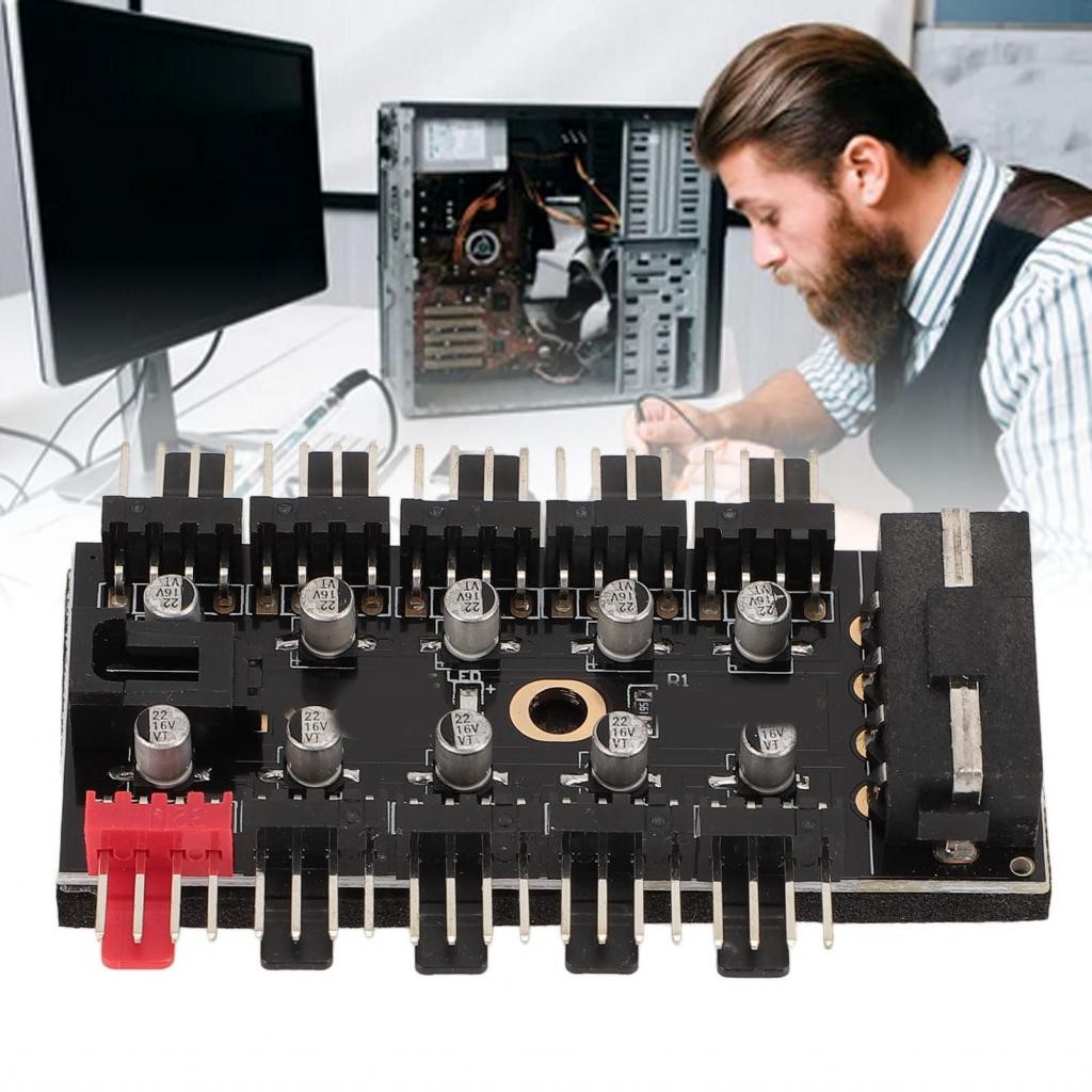 Concon CPU Cooling Fan Hub 12V 4 Pin PWM Chassis 10 Ports Easy ...