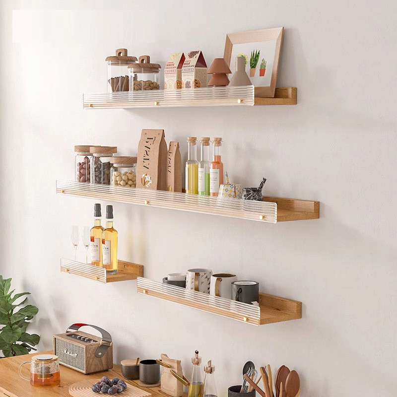 No-Drill Shelf Wall Acrylic Wall-Mounted Storage Rack Single Shelf ...
