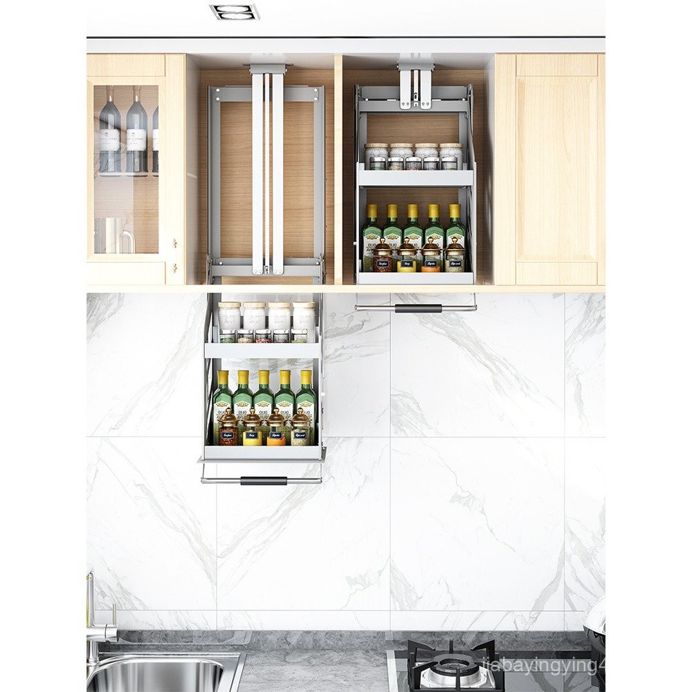 Kitchen Wall Cupboard Lifting Basket Drop-down Seasoning Basket ...
