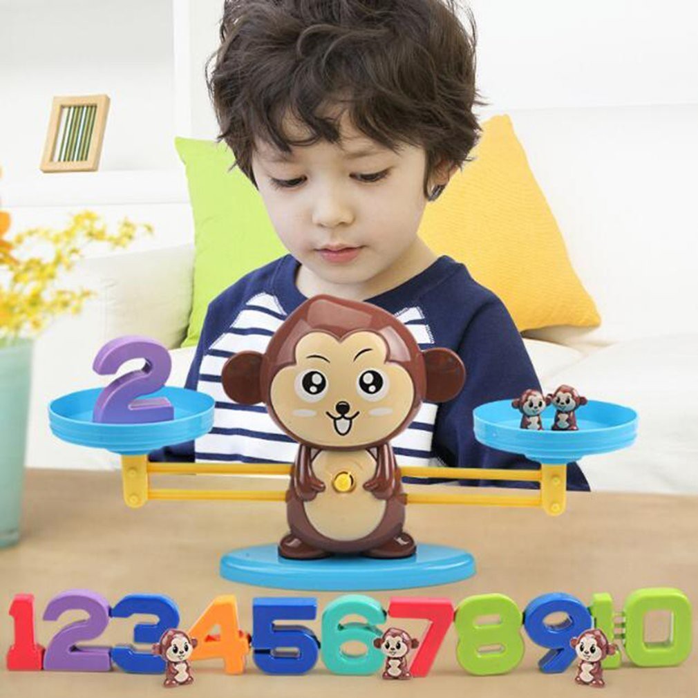 Monkey Math Balance Board Game Cards Number Blocks Balance Scale Toy ...