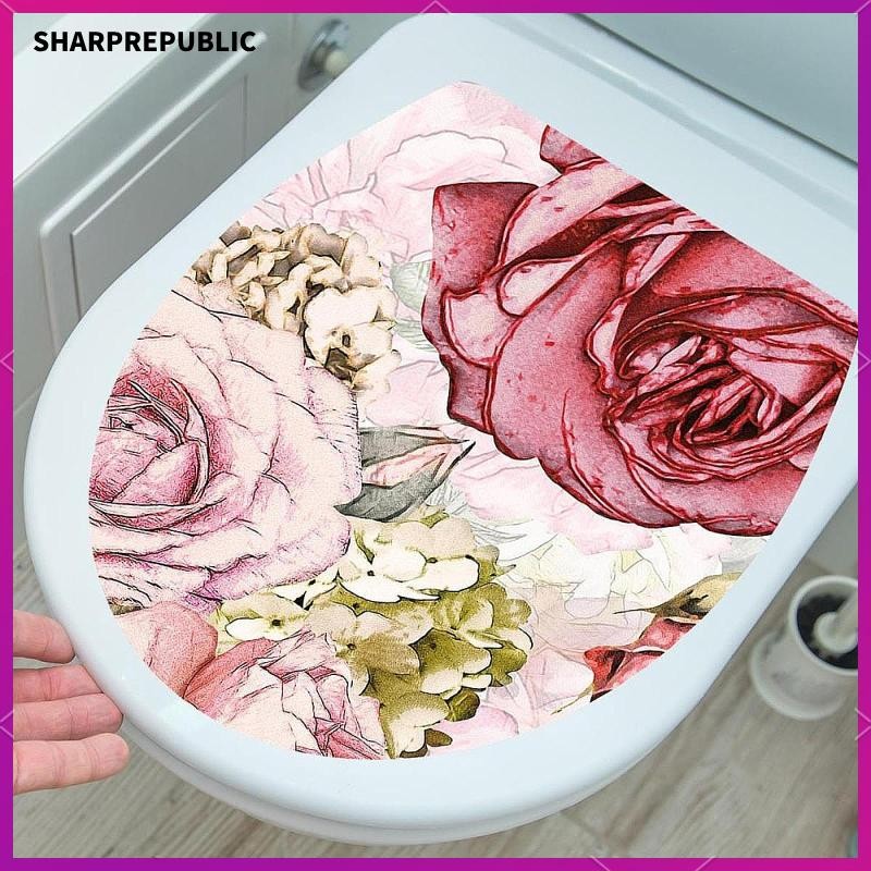 [Sharprepublic] Flowers Toilet Seat Lid Sticker Toilet Decoration DIY ...