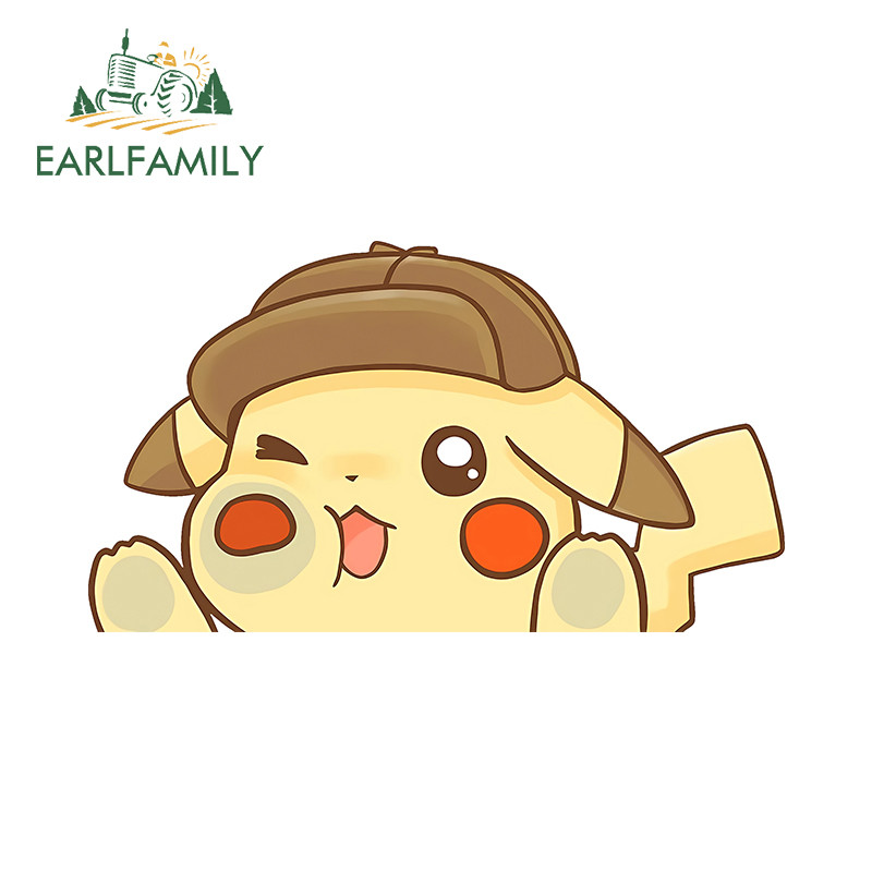 EARLFAMILY Pikachu Anime Chibi Car Stickers Personality Kawaii Scratch ...