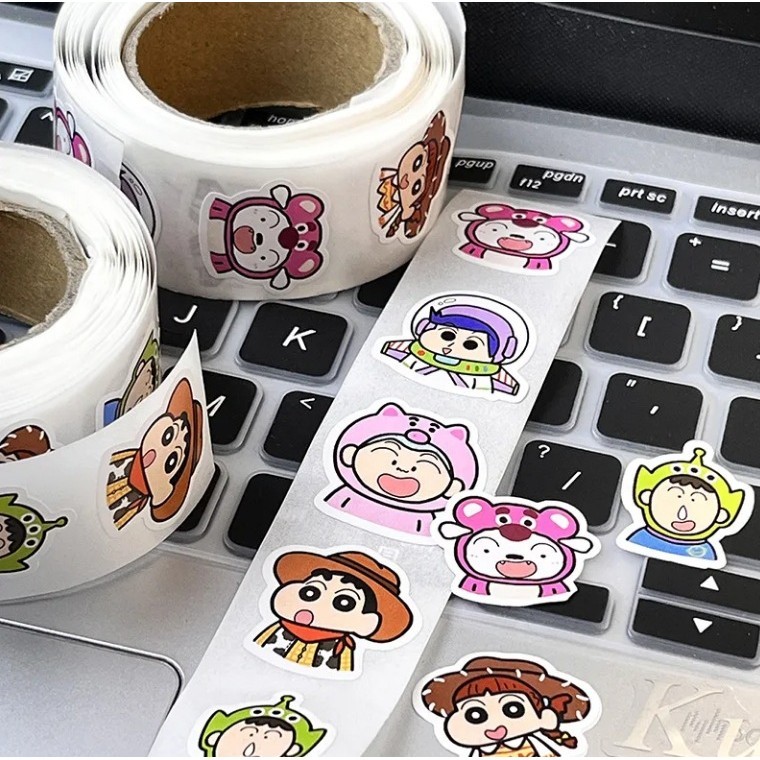 500PCS Denim Crayons Roll Stickers Cute Toy Story Decorative Cartoon ...