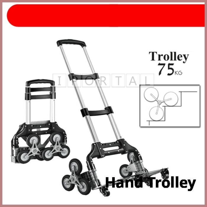 75KG Portable Stairs Climbing Hand Trolley 6/10 Wheels Telescoping ...