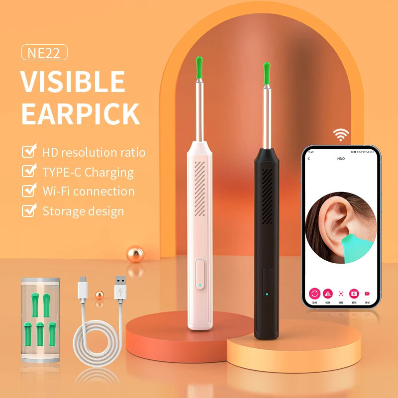 NE22 Smart Visual Wireless Ear Pick Otoscope Ear Wax Removal Tool with ...