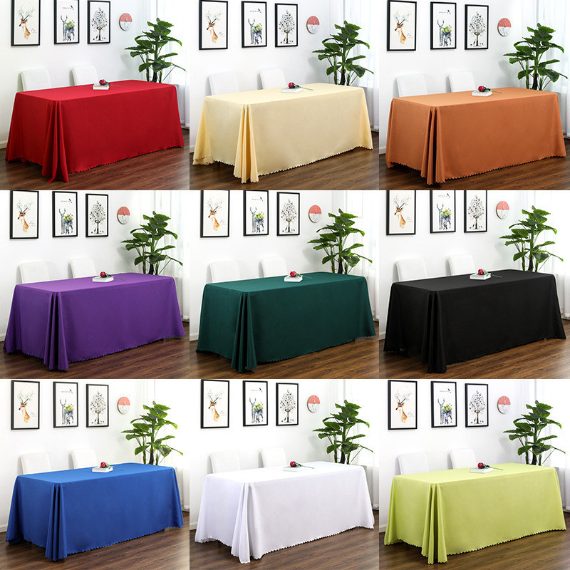 Solid Color Hotel Wedding Event Tablecloth Rectangular Conference Table ...