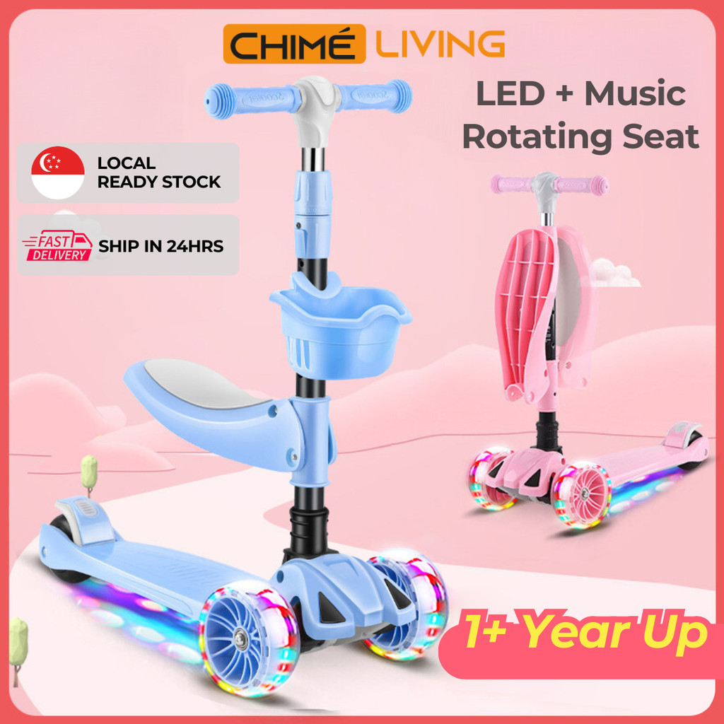 3-in-1 Kids Exercise Kick Scooter | Height Adjustable Foldable Wide ...