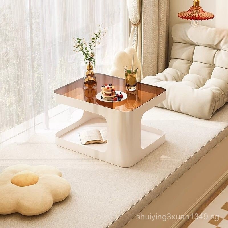 [Solid Base]Light Luxury Minimalist Bay Window Small Table Cream Style ...