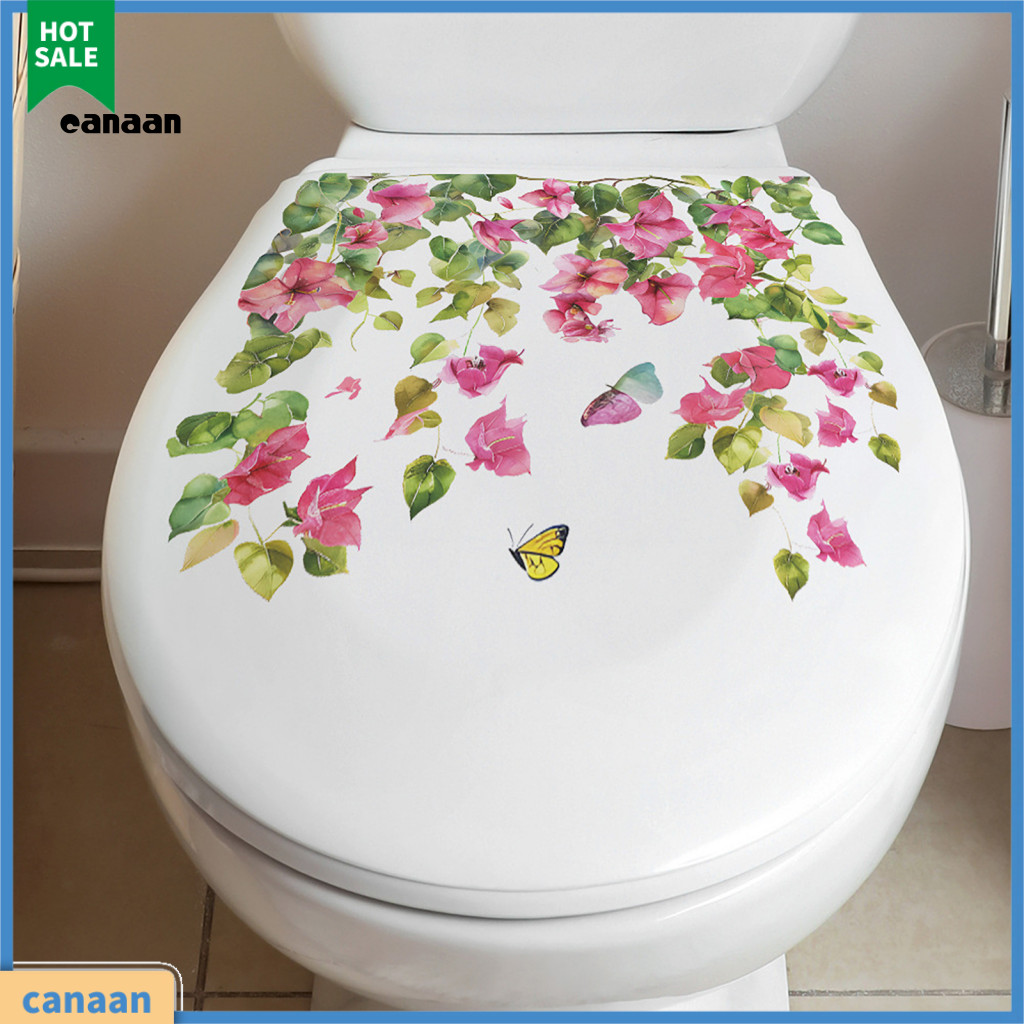 canaan| Toilet Stickers Butterfly Themed Wall Decals Waterproof Flower ...