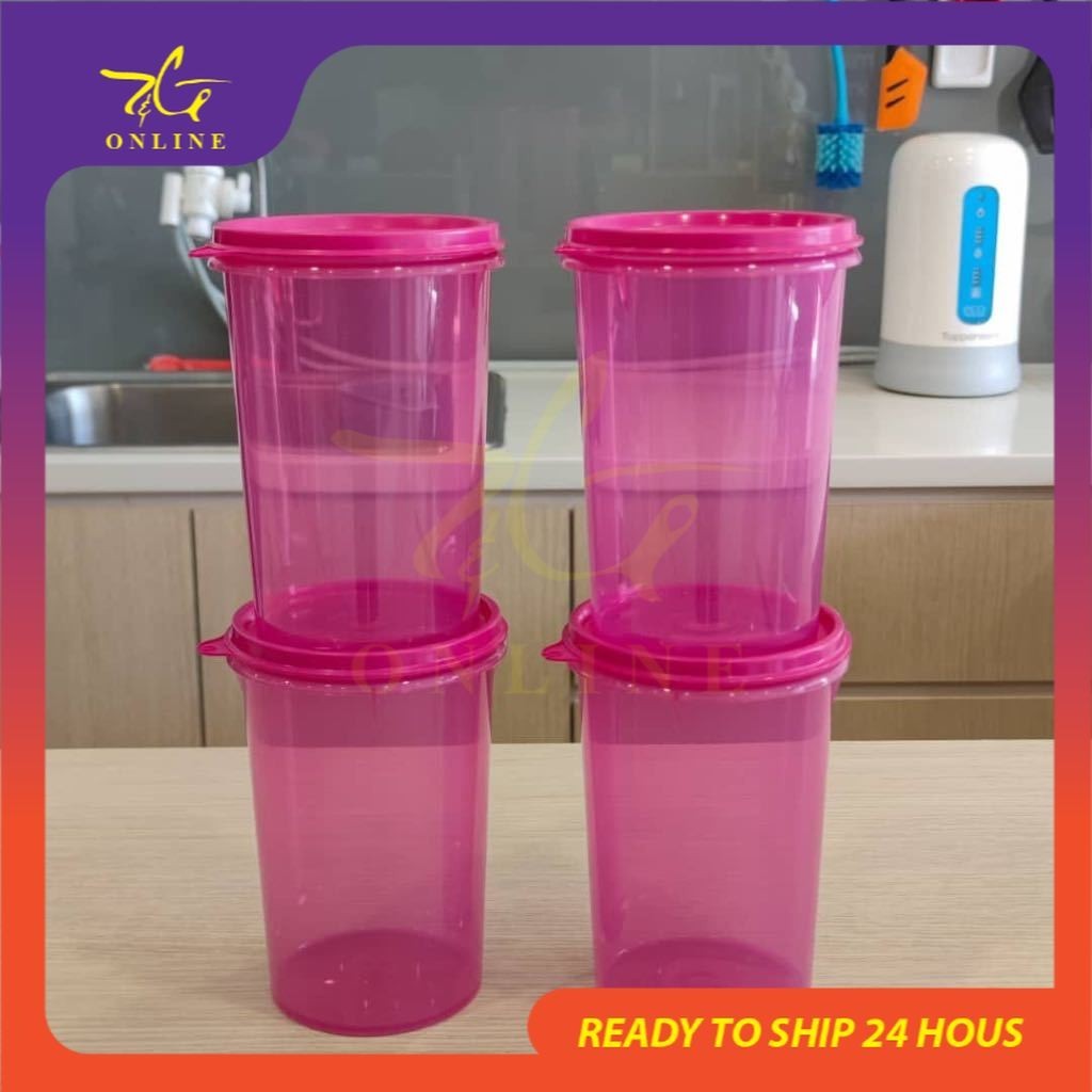 Tupperware 1 Litre Cheerio Quad Navy Blue Biru Pink Cookies Perfect ...