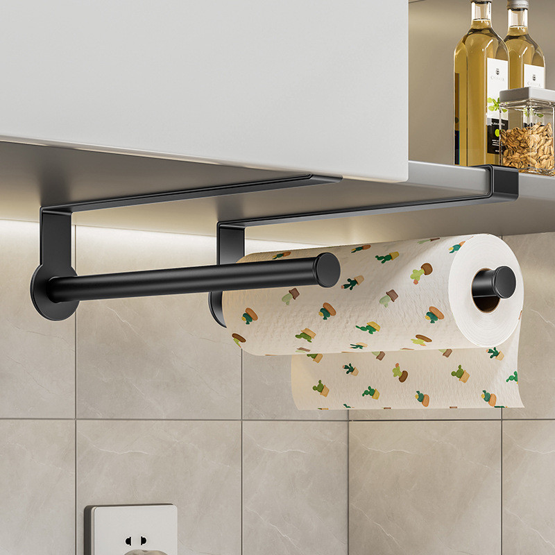 Kitchen Paper Towel Rack Perforation-Free Cabinet Paper Hanger Plastic ...