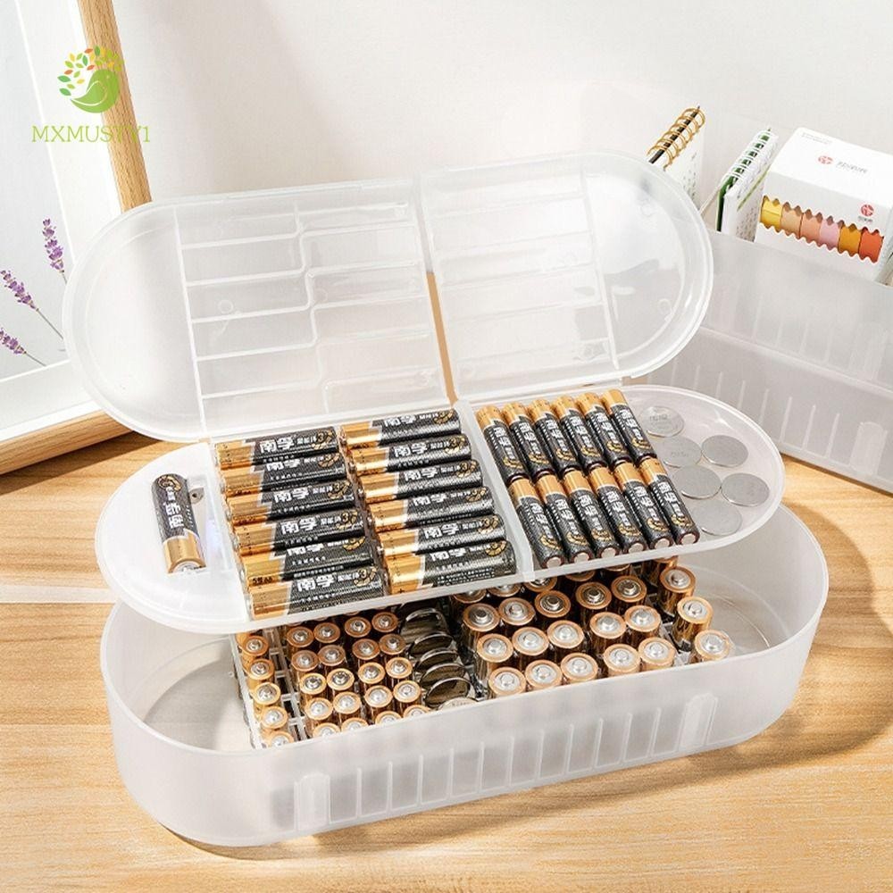 MXMUSTY1 Battery Organizer, Semi-translucent Hard Multi-layer AA AAA ...