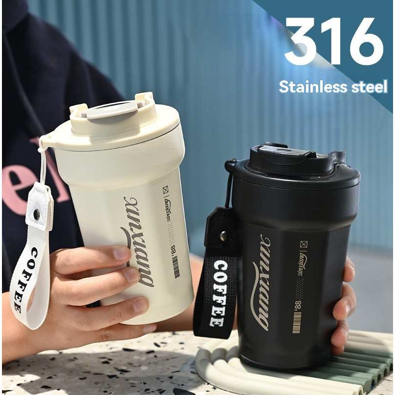 Outdoor Coffee Cup 316 Stainless Steel Insulated Water Bottle Portable Travel Thermal Tumbler ...