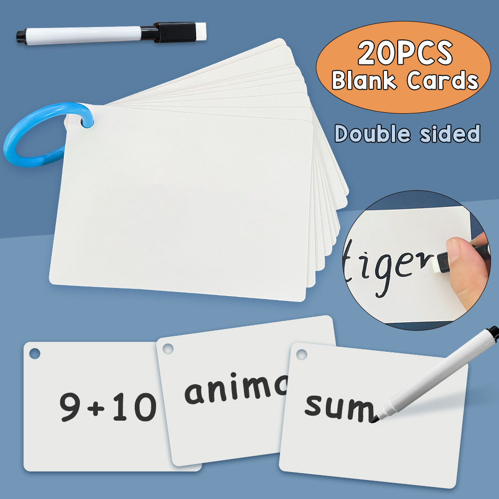 20Pcs Erasable DIY Blank Cards for Kids Homeschool Puzzle Game Sight ...