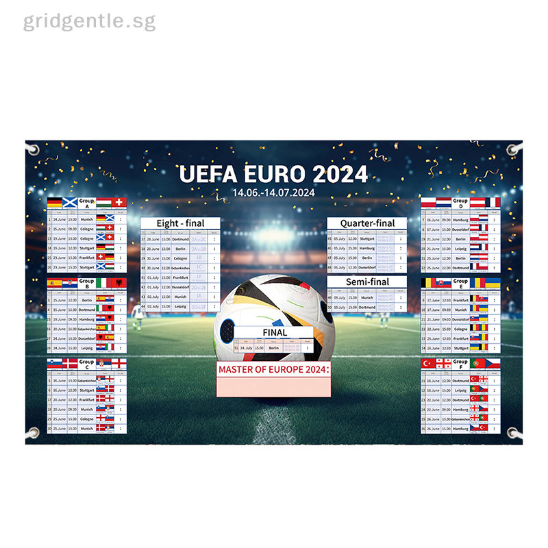 [Gridgentle] 2024 Euro Soccer Wall Chart Schedule Poster Germany Euro Soccer Wallchart Euro ...