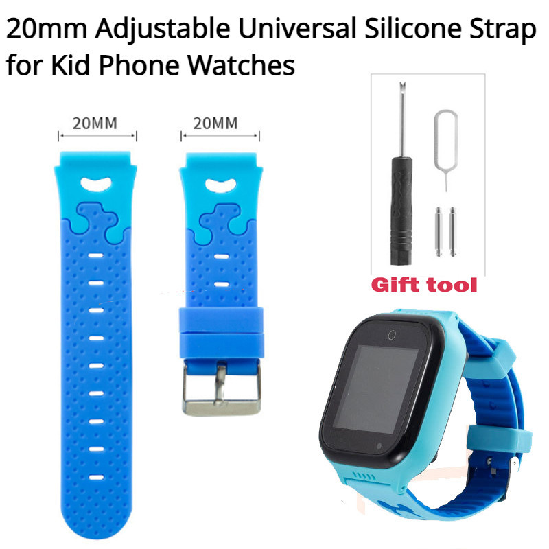 20mm Sport Watch Band Adjustable Silicone Strap for Kid Phone Watches ...