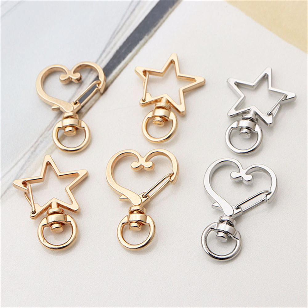3Pcs/Set Metal Moon Star Heart Shape Buckle Keyrings Gold Silver Color ...