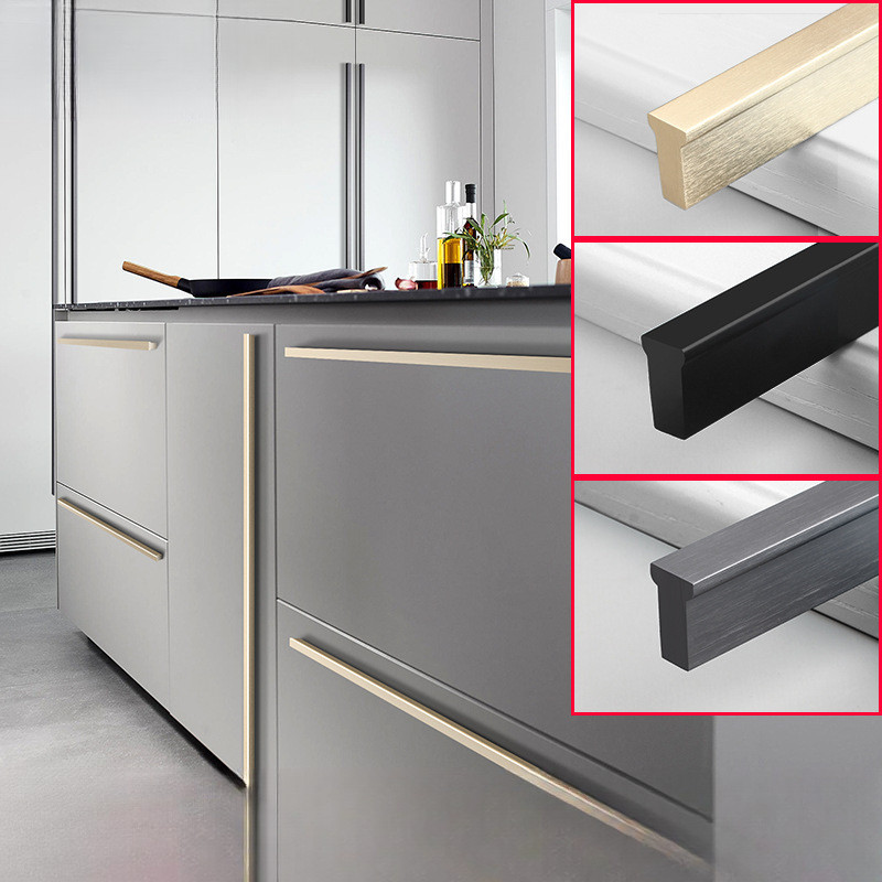 Aluminum Alloy Wardrobe Handles Kitchen Cabinet Door Handle Modern ...