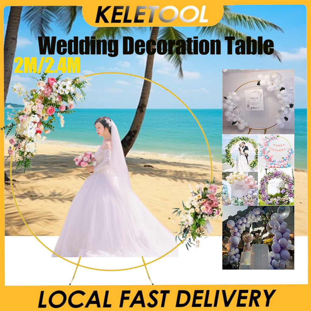KLETOOL Wedding Arch Gold Metal Round Backdrop Stand Circle Frame ...