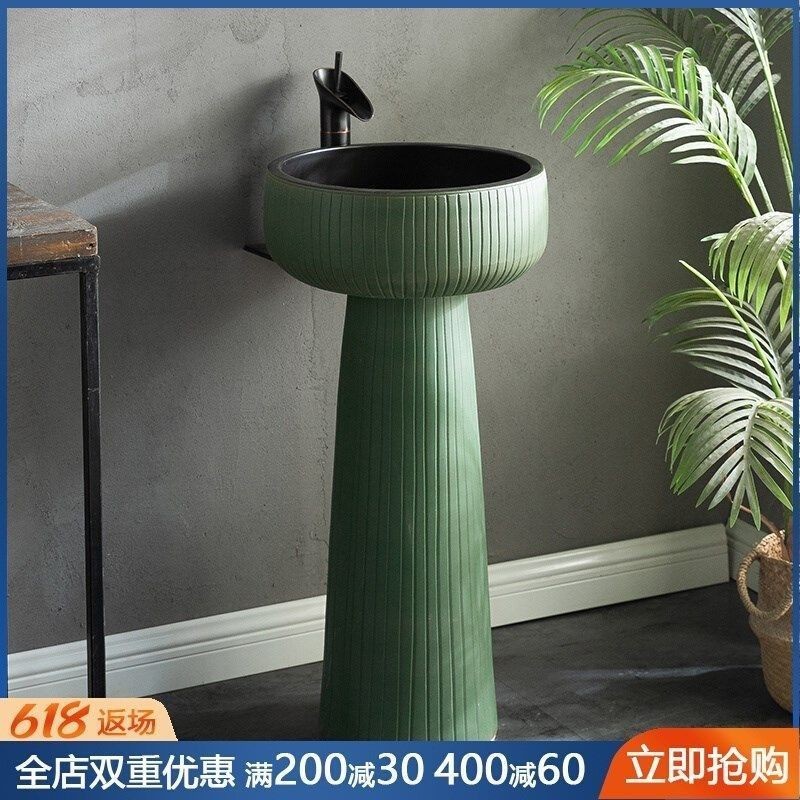 Freestanding Outdoor Ceramic Wash Basin with Integrated Sink, Courtyard ...
