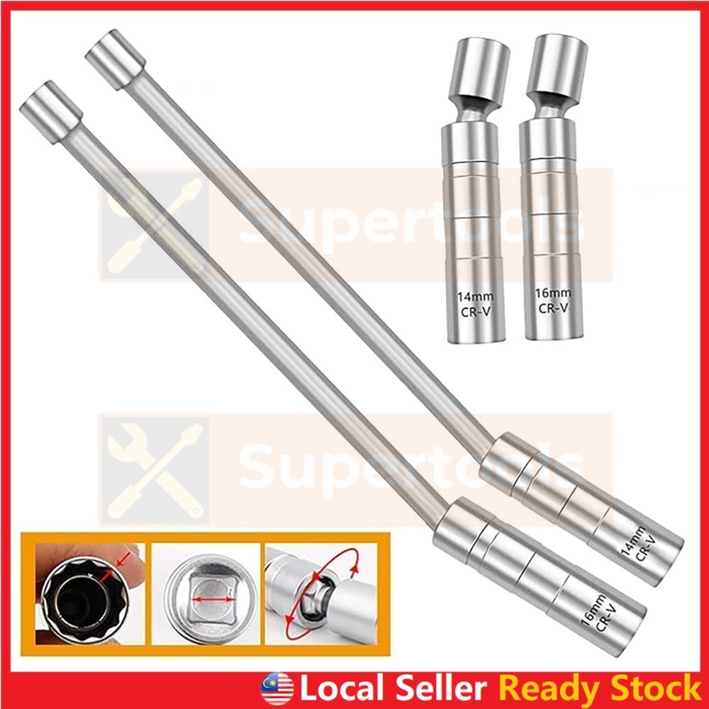 CR-V Magnetic Sleeve Spark Plug Socket Wrench Remover Tool Swivel 3/8" 1/2" Drive 14mm 16mm 21mm ...