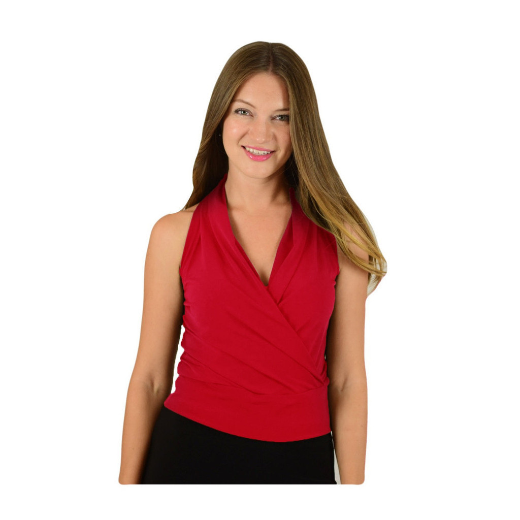Anna Rainn Signature Sleeve Less Faux Wrap Top - Red (NEW!) | Shopee ...