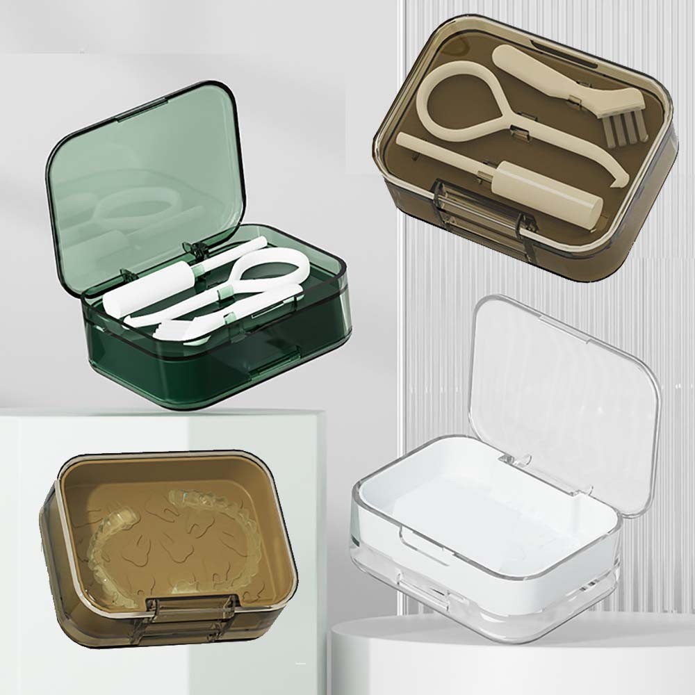 Dental Portable Double Layers Denture Box Retainer Braces Storage Box ...