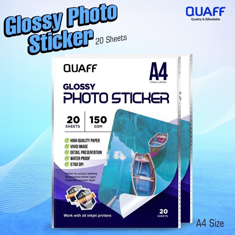 Quaff 150gsm Glossy Photo Sticker Paper A4 Size for Label and Sticker ...