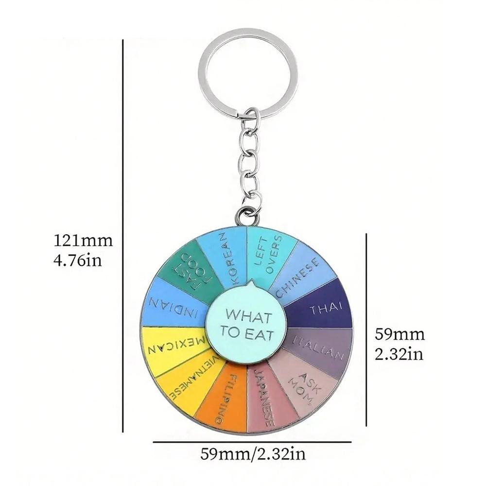 WHAT TO EAT Colorful Turnable Keychain Key Ring YES OR NO Car Key Chain ...